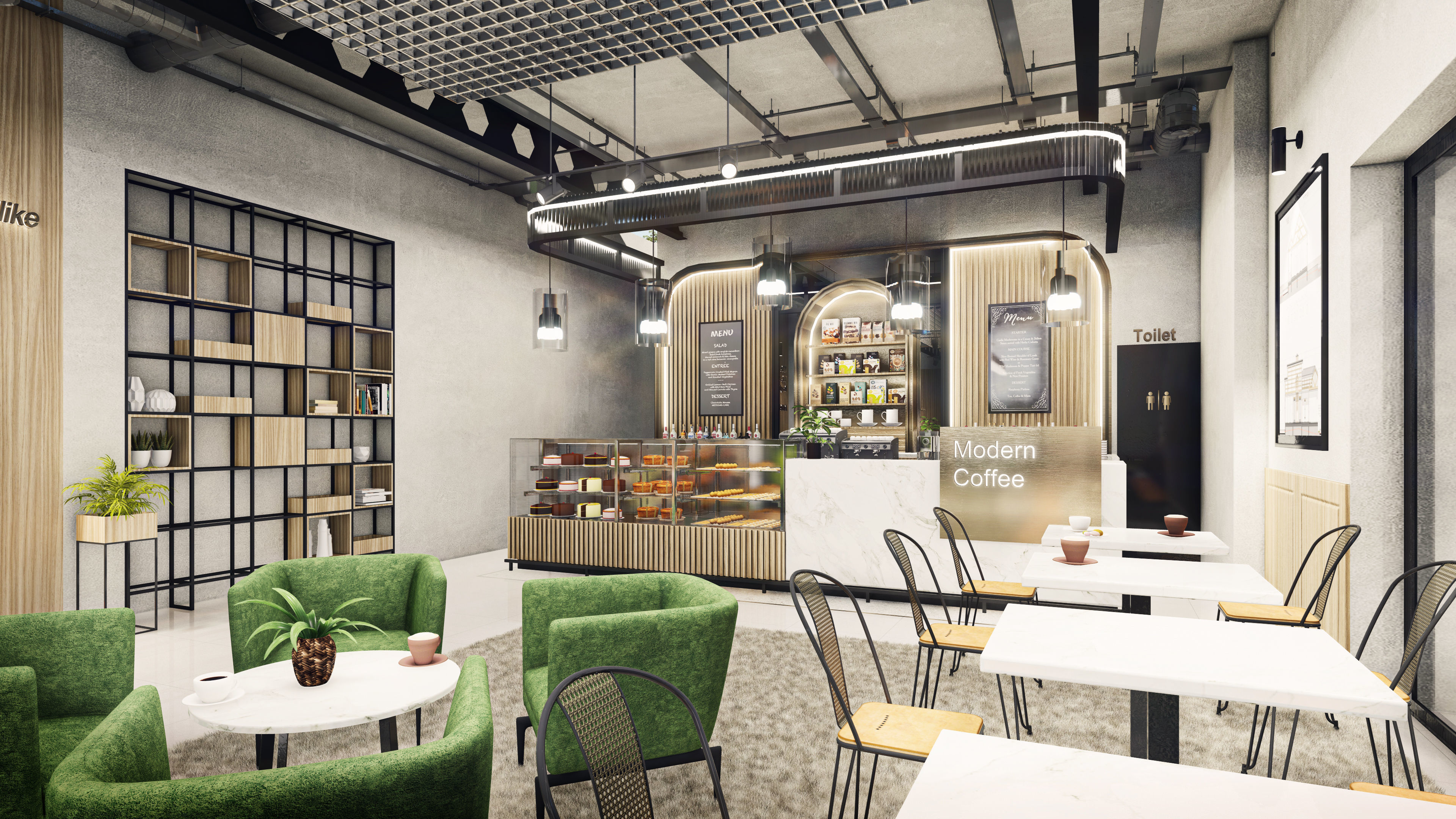 Modern Coffee Shop Interior - 2D drawing A1 size 3D model | CGTrader