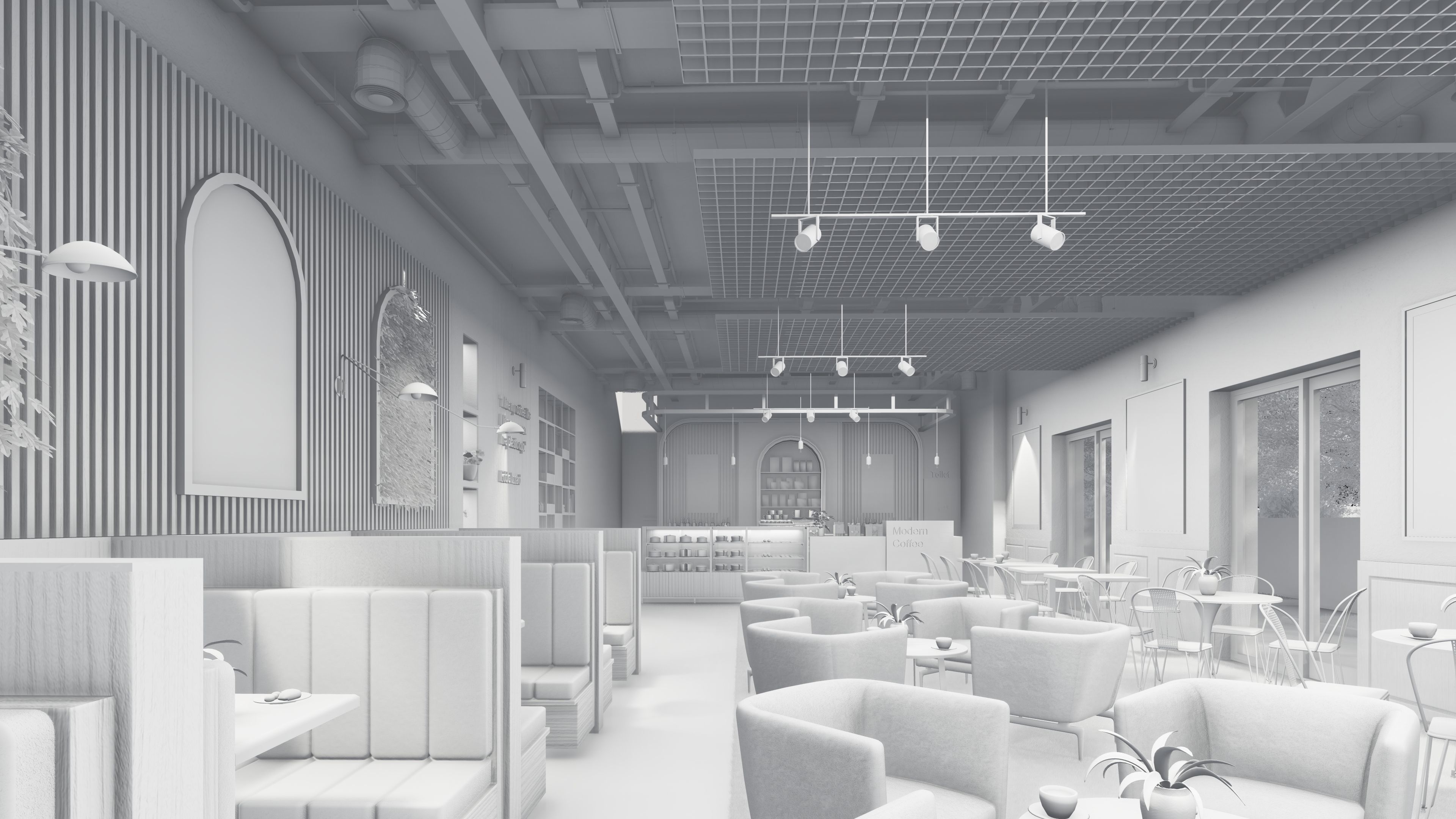 Modern Coffee Shop Interior - 2D drawing A1 size 3D model | CGTrader