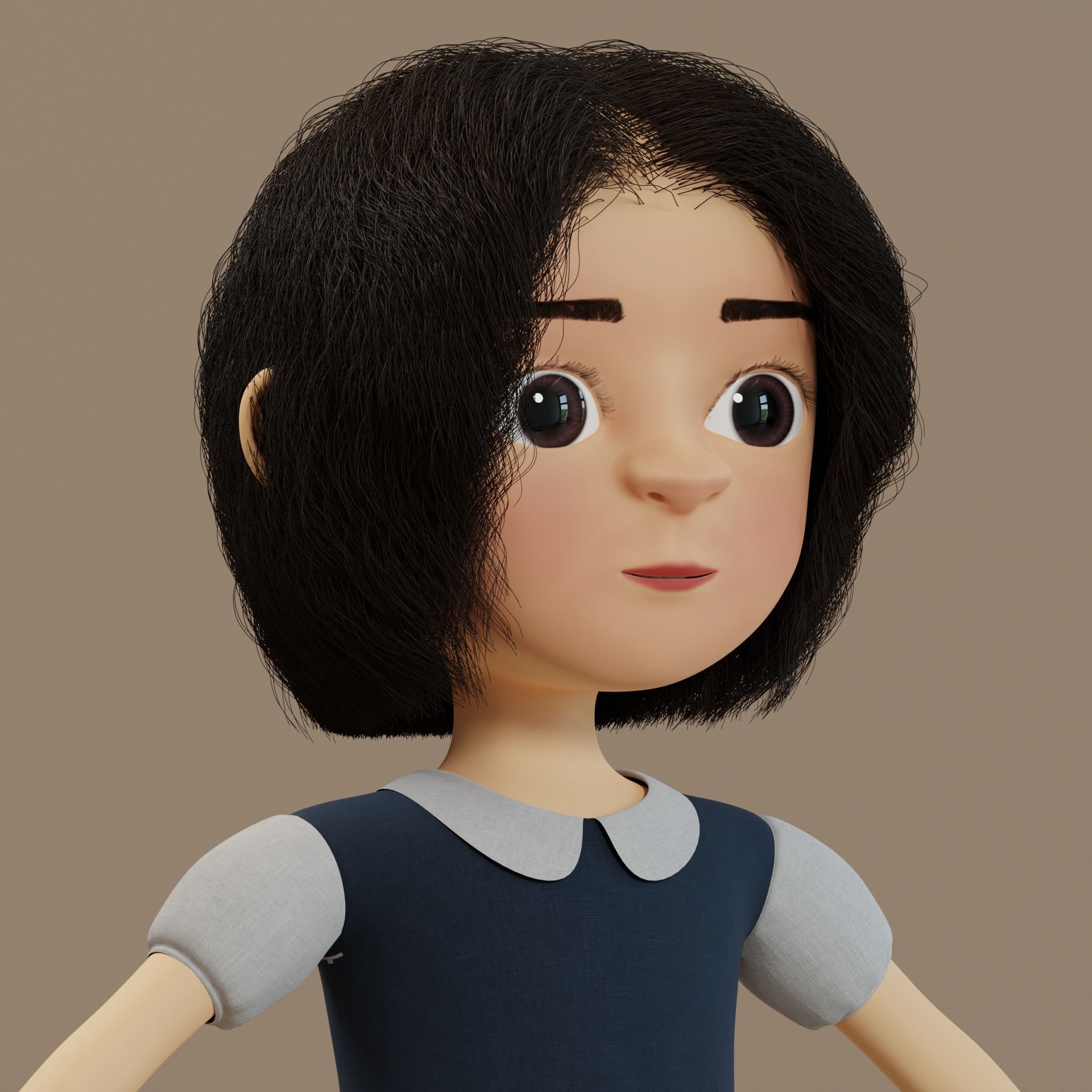 cute cartoon girl 3D model | CGTrader