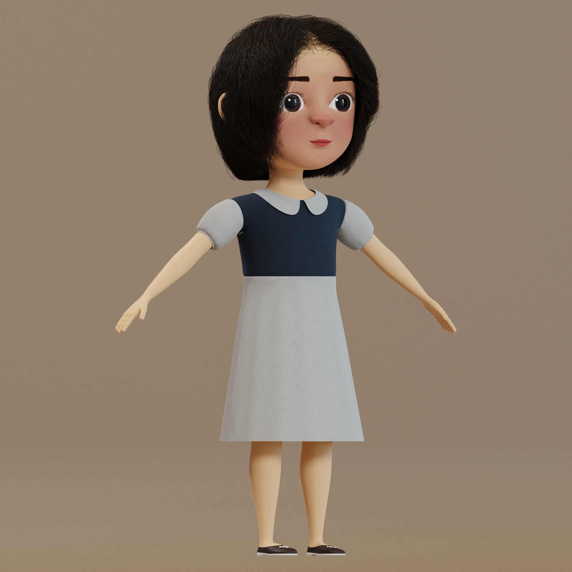 cute cartoon girl 3D model | CGTrader