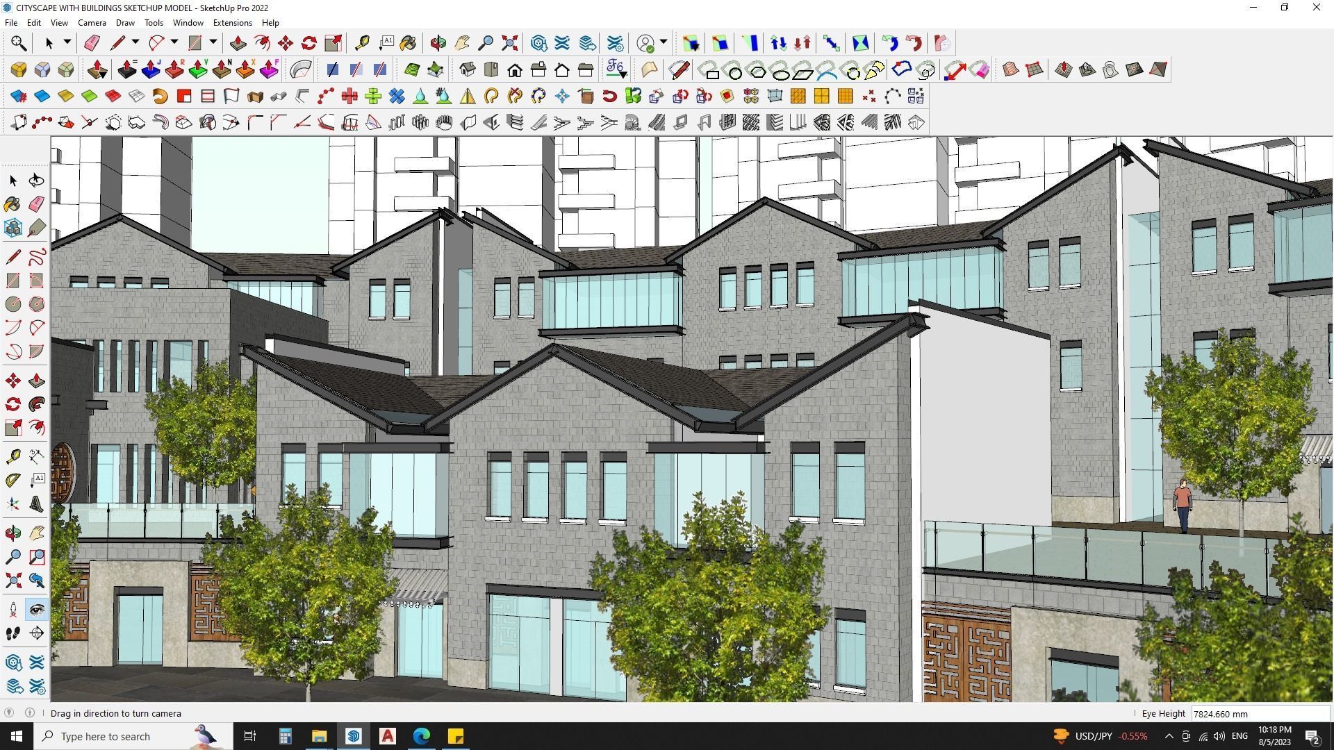 CITYSCAPE WITH BUILDINGS SKETCHUP MODEL RESIDENTIAL HOUSES 3D model ...