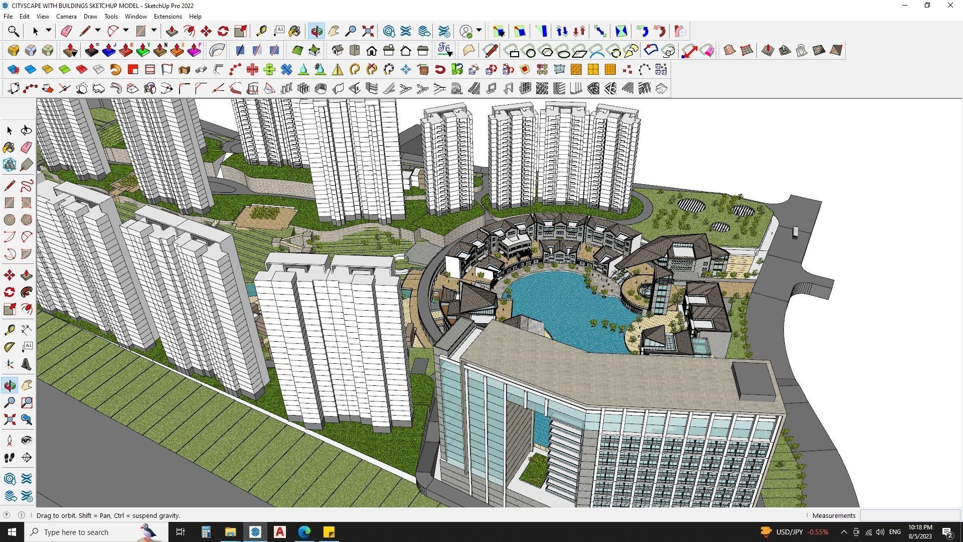 CITYSCAPE WITH BUILDINGS SKETCHUP MODEL RESIDENTIAL HOUSES 3D model ...