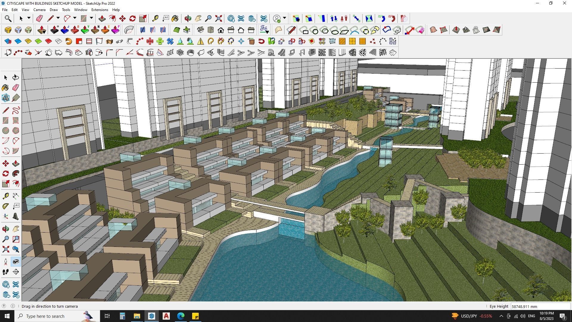 CITYSCAPE WITH BUILDINGS SKETCHUP MODEL RESIDENTIAL HOUSES 3D model ...