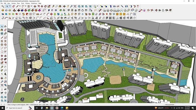 CITYSCAPE WITH BUILDINGS SKETCHUP MODEL RESIDENTIAL HOUSES 3D model ...