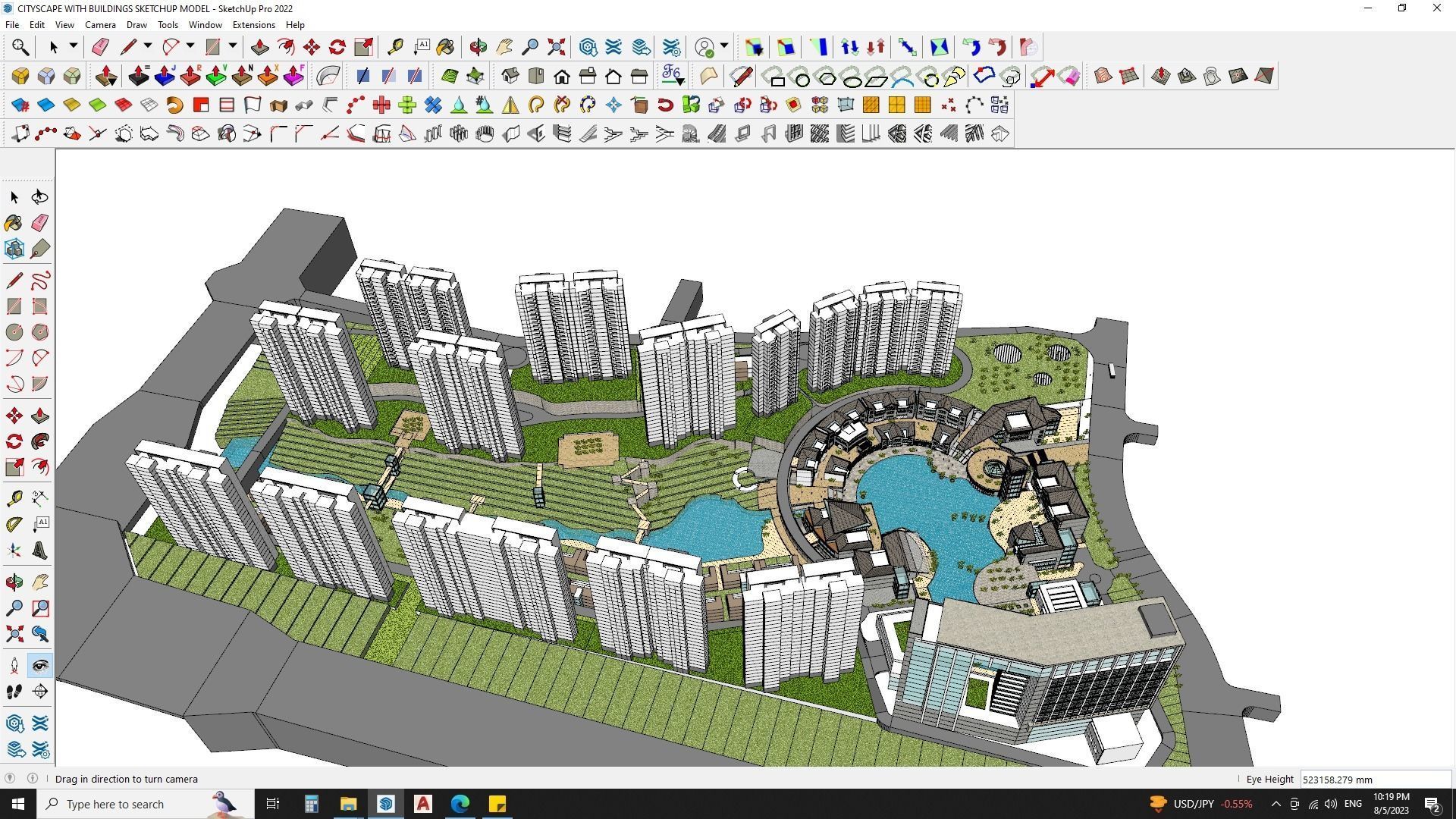 CITYSCAPE WITH BUILDINGS SKETCHUP MODEL RESIDENTIAL HOUSES 3D model ...