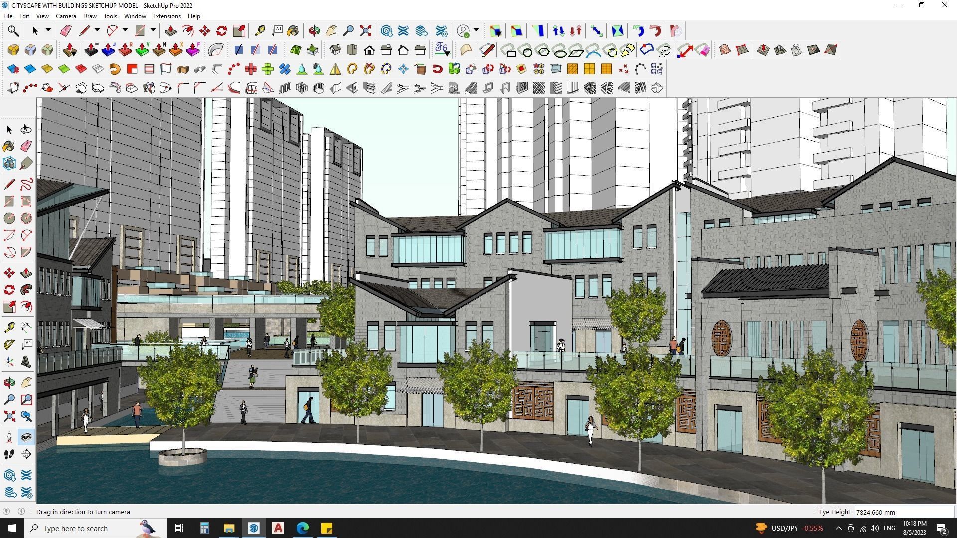 CITYSCAPE WITH BUILDINGS SKETCHUP MODEL RESIDENTIAL HOUSES 3D model ...