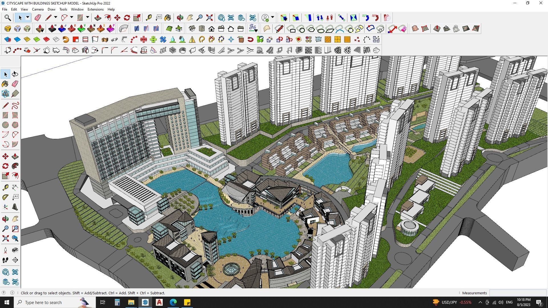 CITYSCAPE WITH BUILDINGS SKETCHUP MODEL RESIDENTIAL HOUSES 3D model ...
