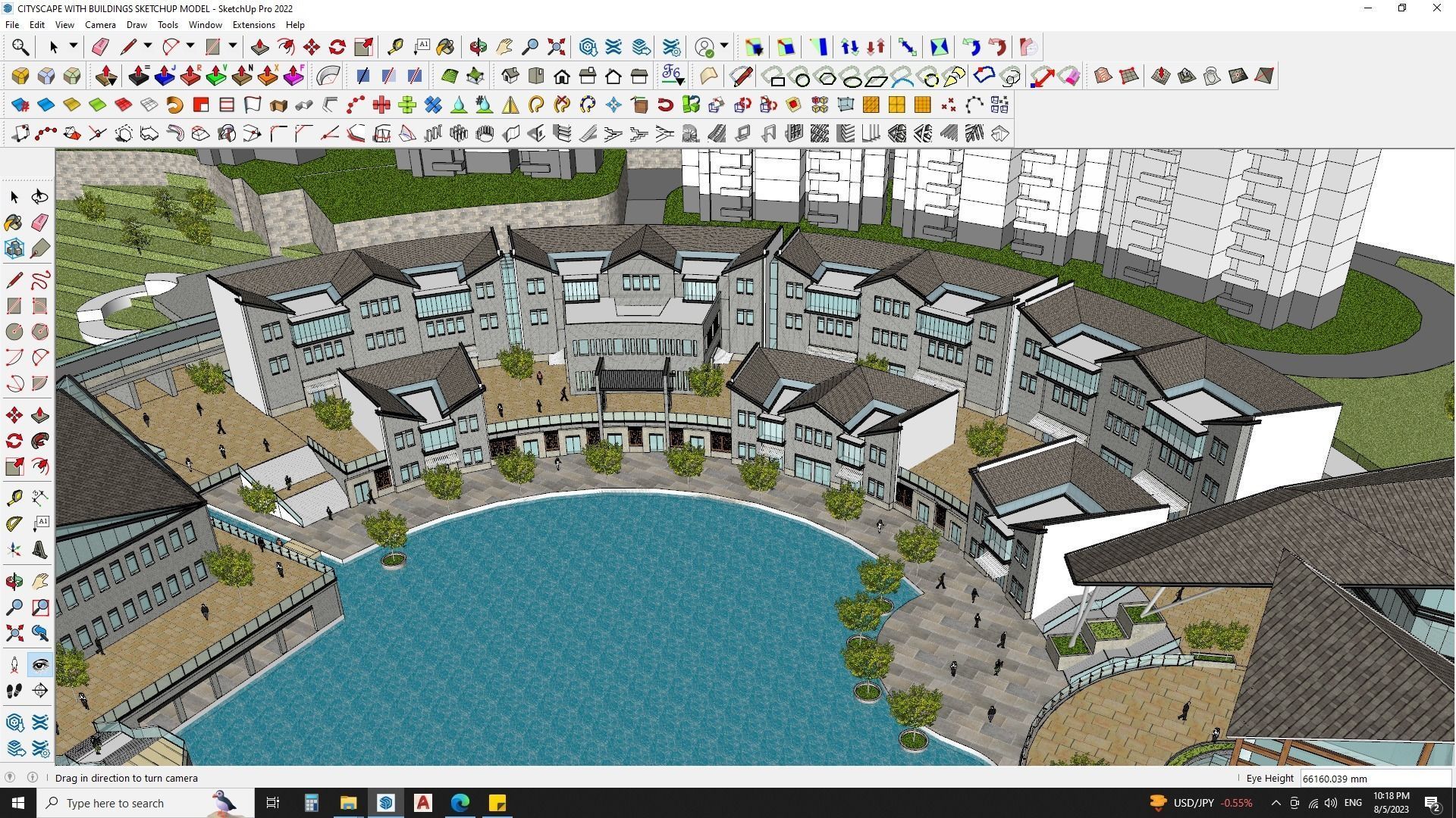 CITYSCAPE WITH BUILDINGS SKETCHUP MODEL RESIDENTIAL HOUSES 3D model ...