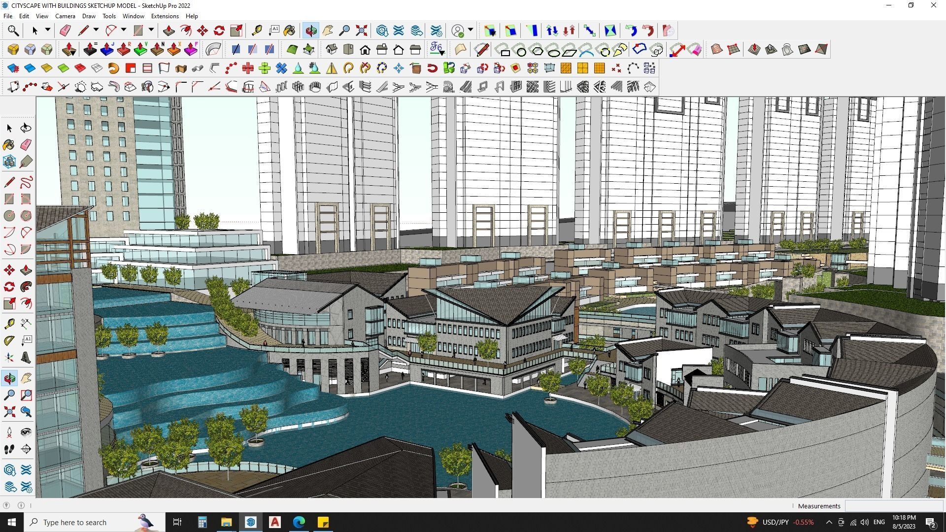 CITYSCAPE WITH BUILDINGS SKETCHUP MODEL RESIDENTIAL HOUSES 3D model ...
