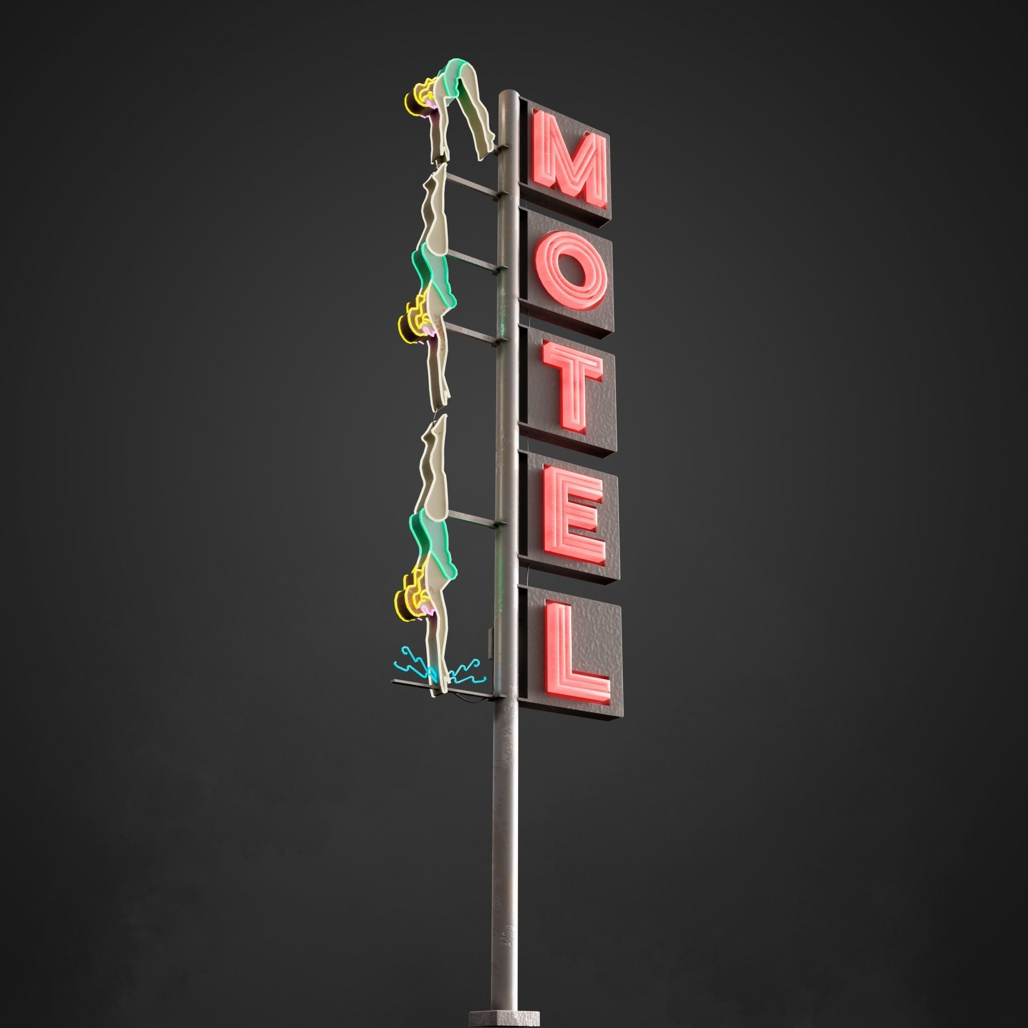 Neon sign Motel in 3 types free VR / AR / low-poly 3D model | CGTrader