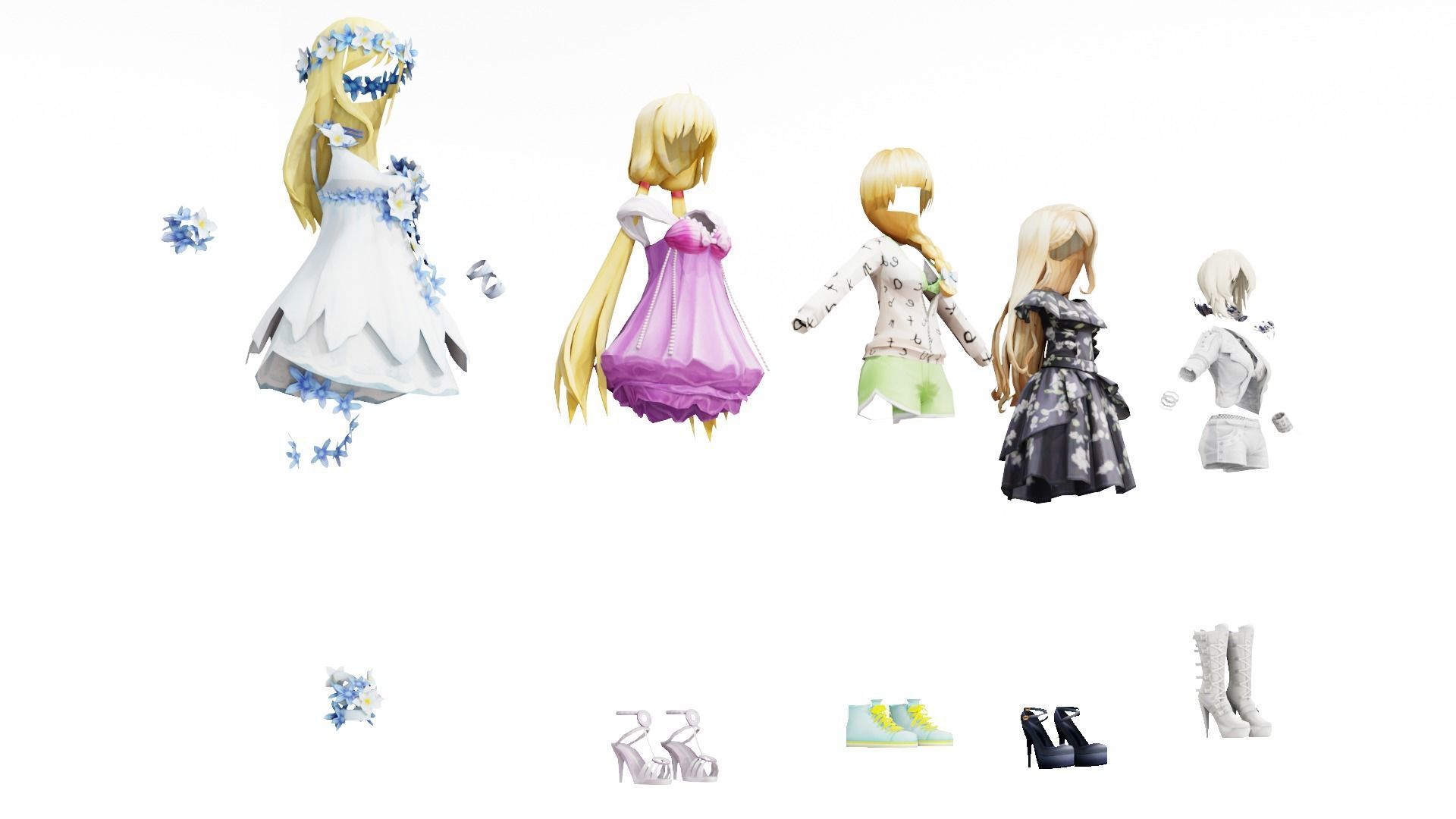 3D model Stylized Female Anime Dresses and Clothing VR / AR / low-poly | CGTrader