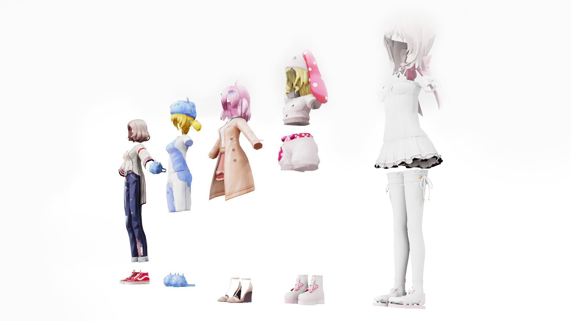 3D model Stylized Female Anime Dresses and Clothing VR / AR / low-poly | CGTrader