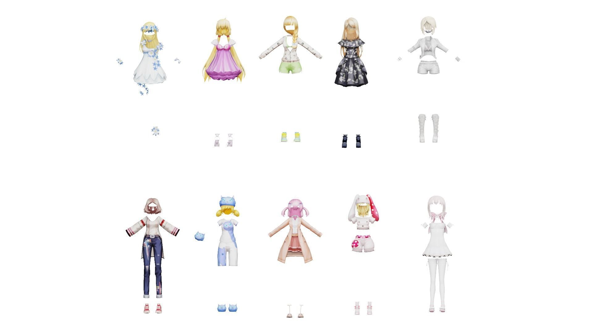 3D model Stylized Female Anime Dresses and Clothing VR / AR / low-poly | CGTrader
