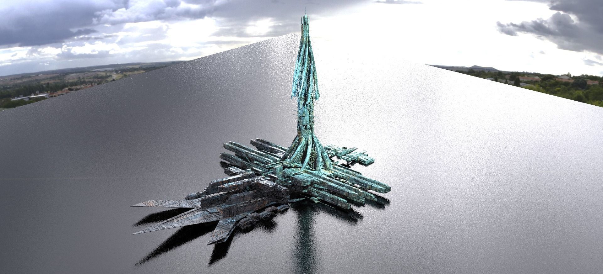 Alien City Tree Tower Ground platorms 3D model | CGTrader