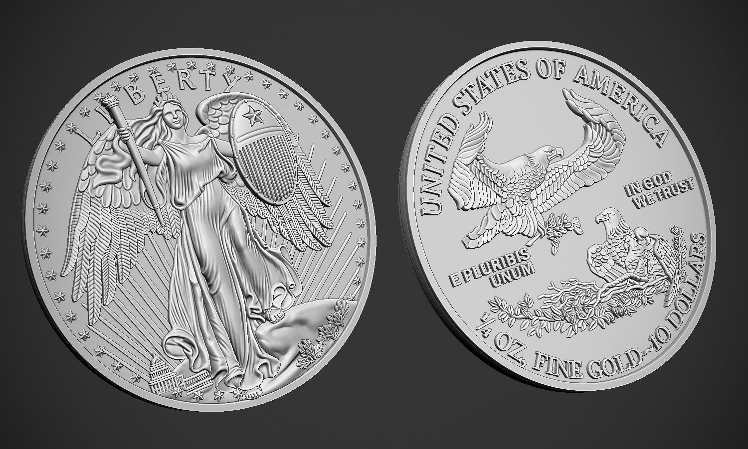 10 Dollar Liberty Coin 3D print model version 2 3D model 3D printable ...
