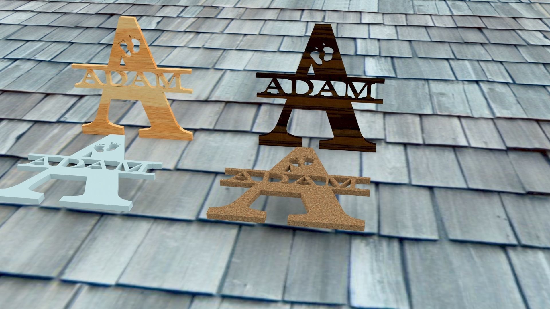 Wooden kid name decor ADAM 3D model | CGTrader
