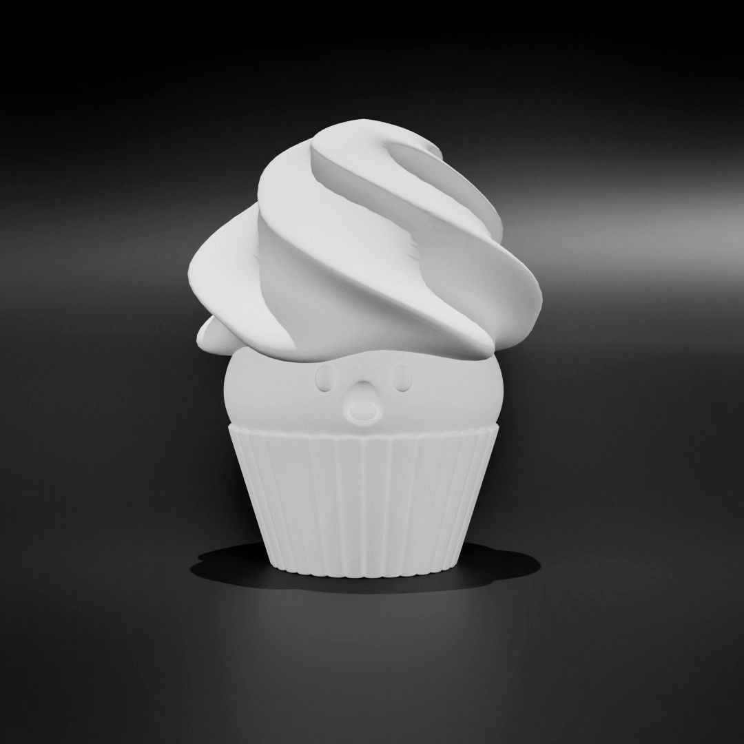 Cute cupcake character with scared expression 3D model | CGTrader