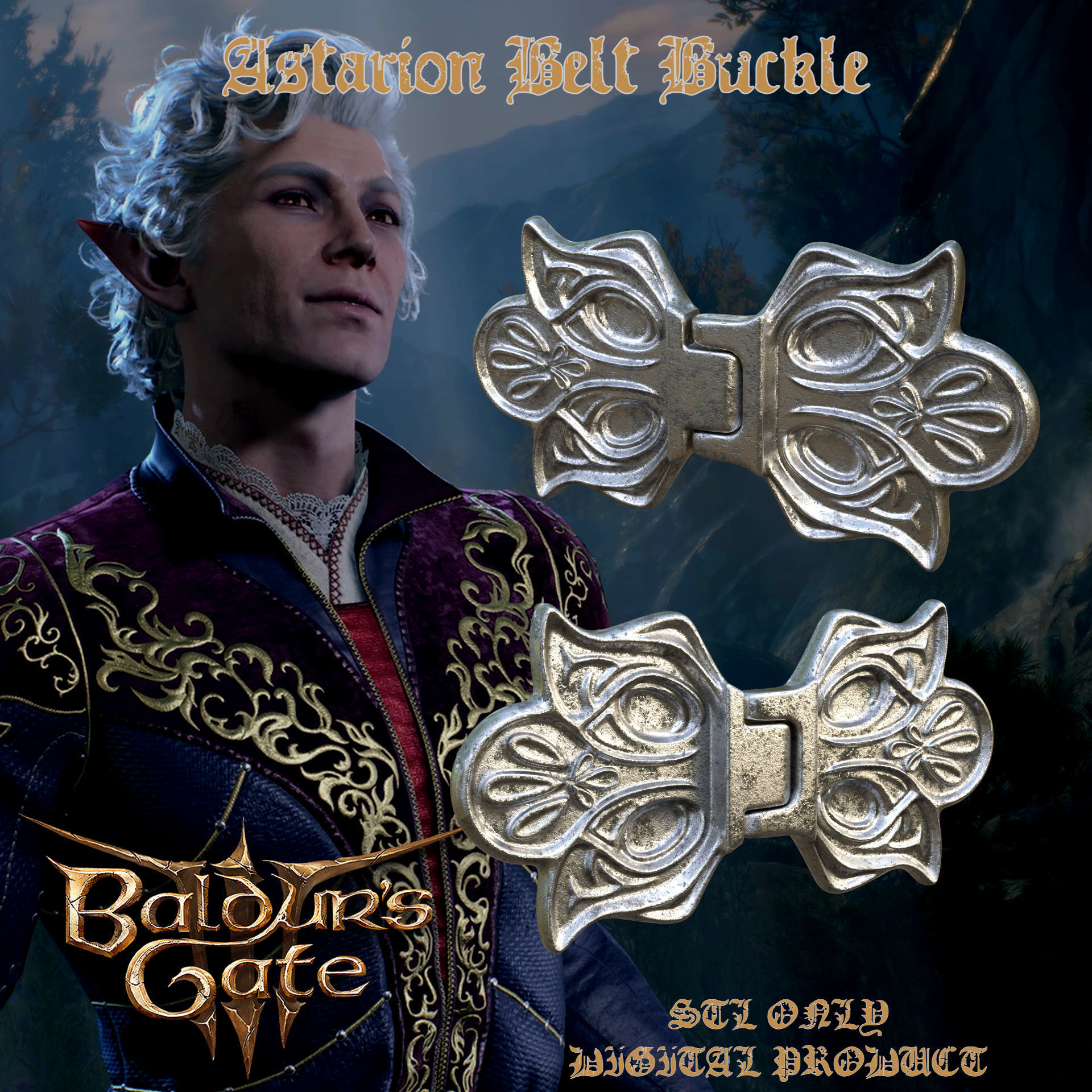 Astarion Belt Buckle Baldurs Gate 3 3D model 3D printable | CGTrader