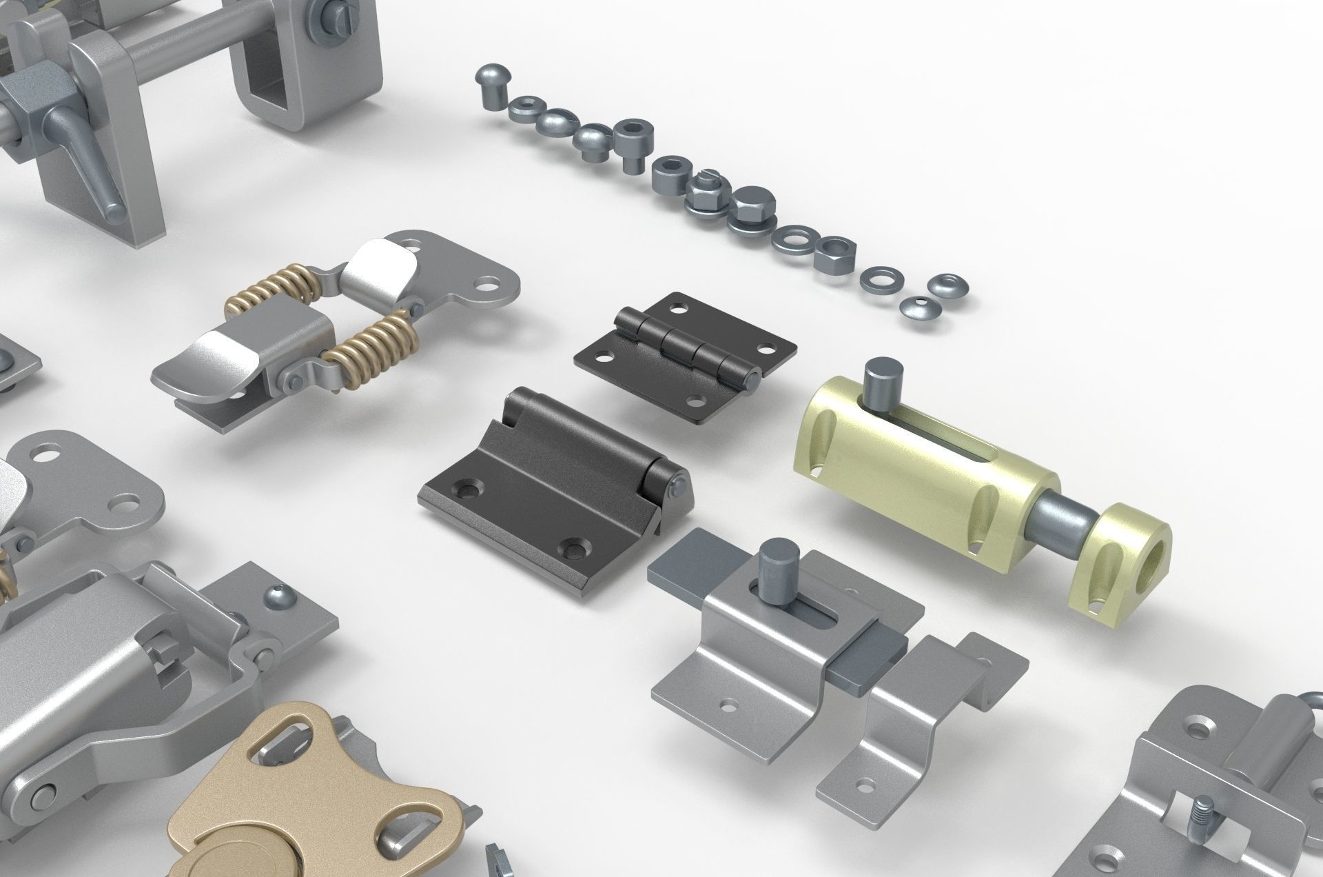 latches and hinges 3D model | CGTrader