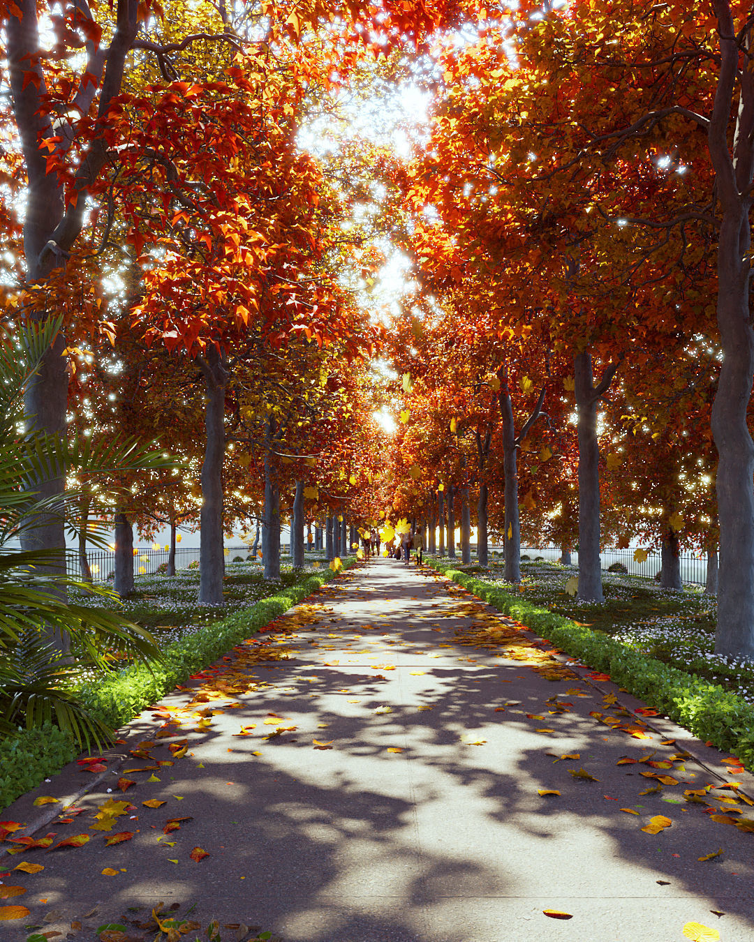 Autumn Road - Full Model Sketchup - V-ray Render 3D model | CGTrader