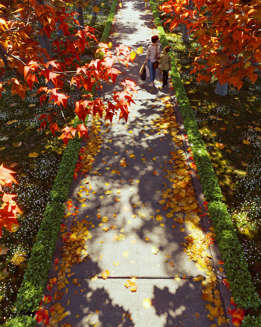 Autumn Road - Full Model Sketchup - V-ray Render 3D model | CGTrader