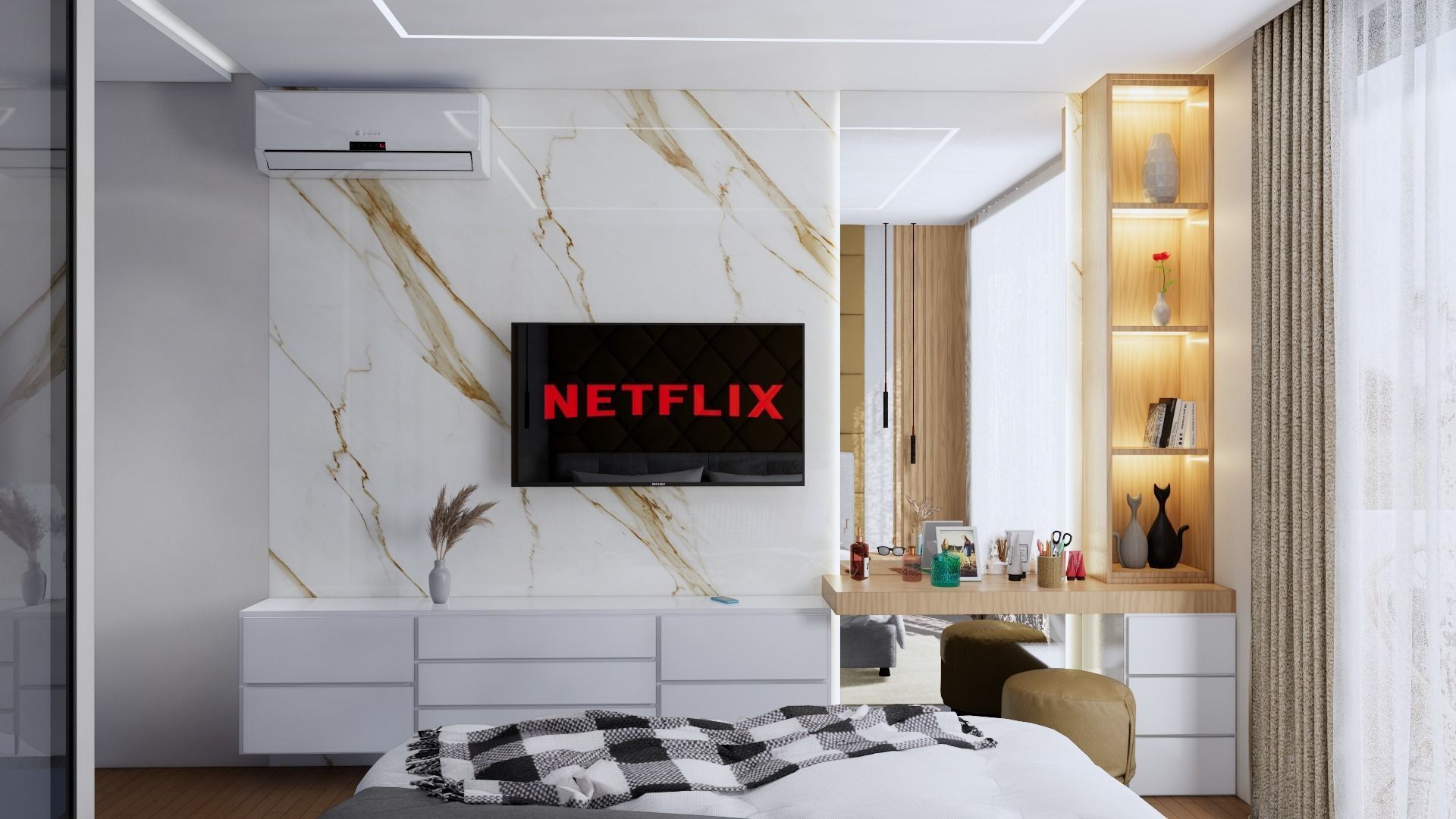 3D model skp bedroom design VR / AR / low-poly | CGTrader