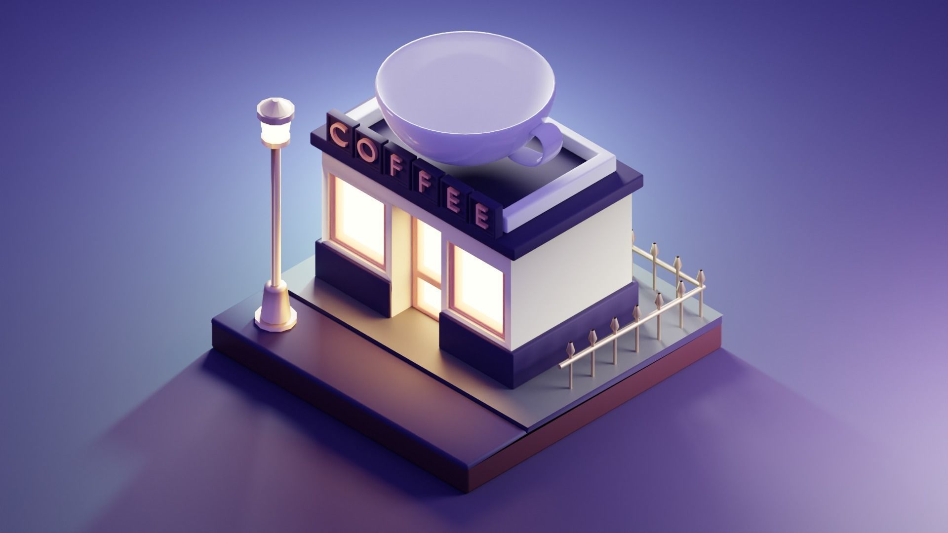 Coffee Shop Lowpoly 3D free 3D model | CGTrader