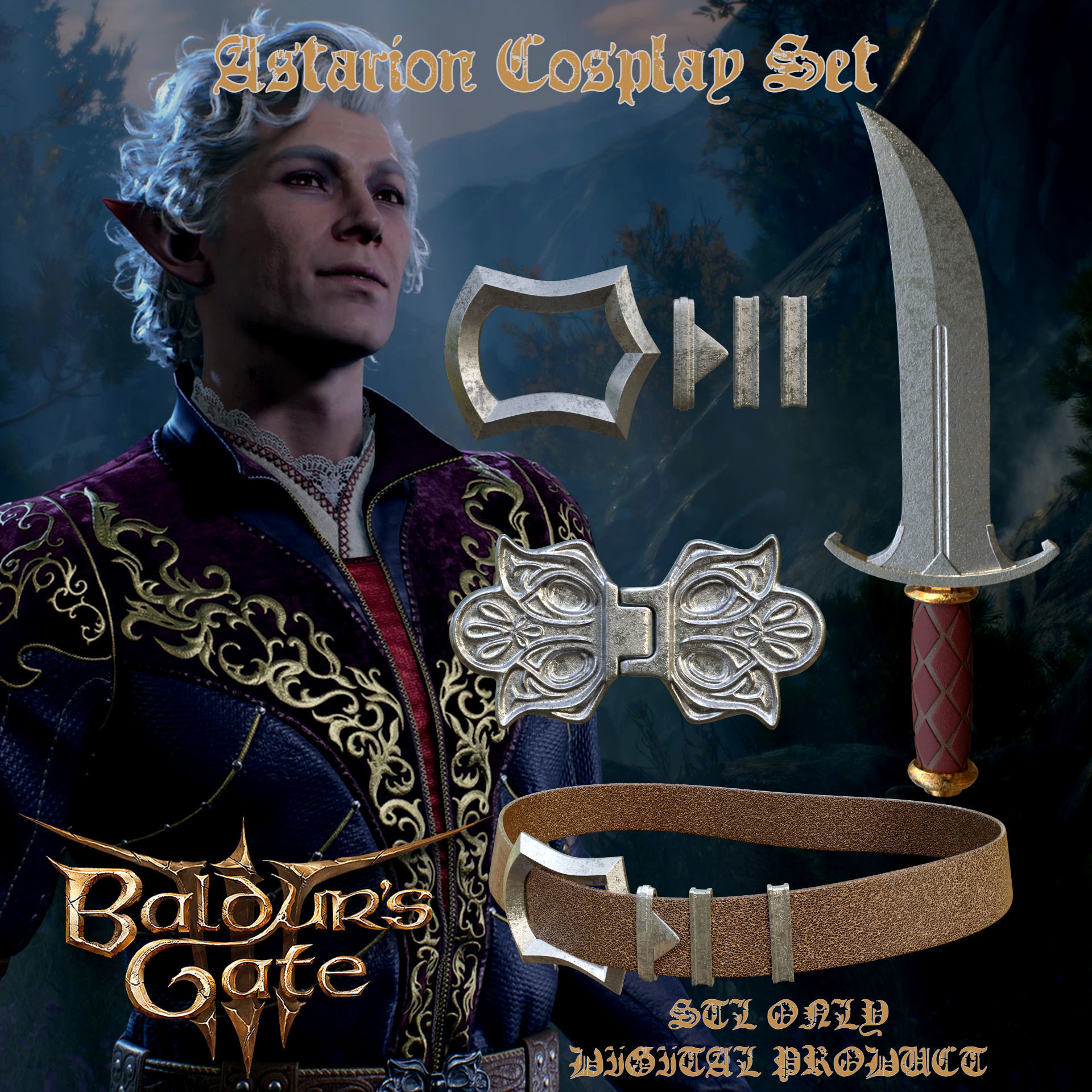 Astarion Accessories Cosplay set Baldurs Gate 3 3D model 3D printable ...