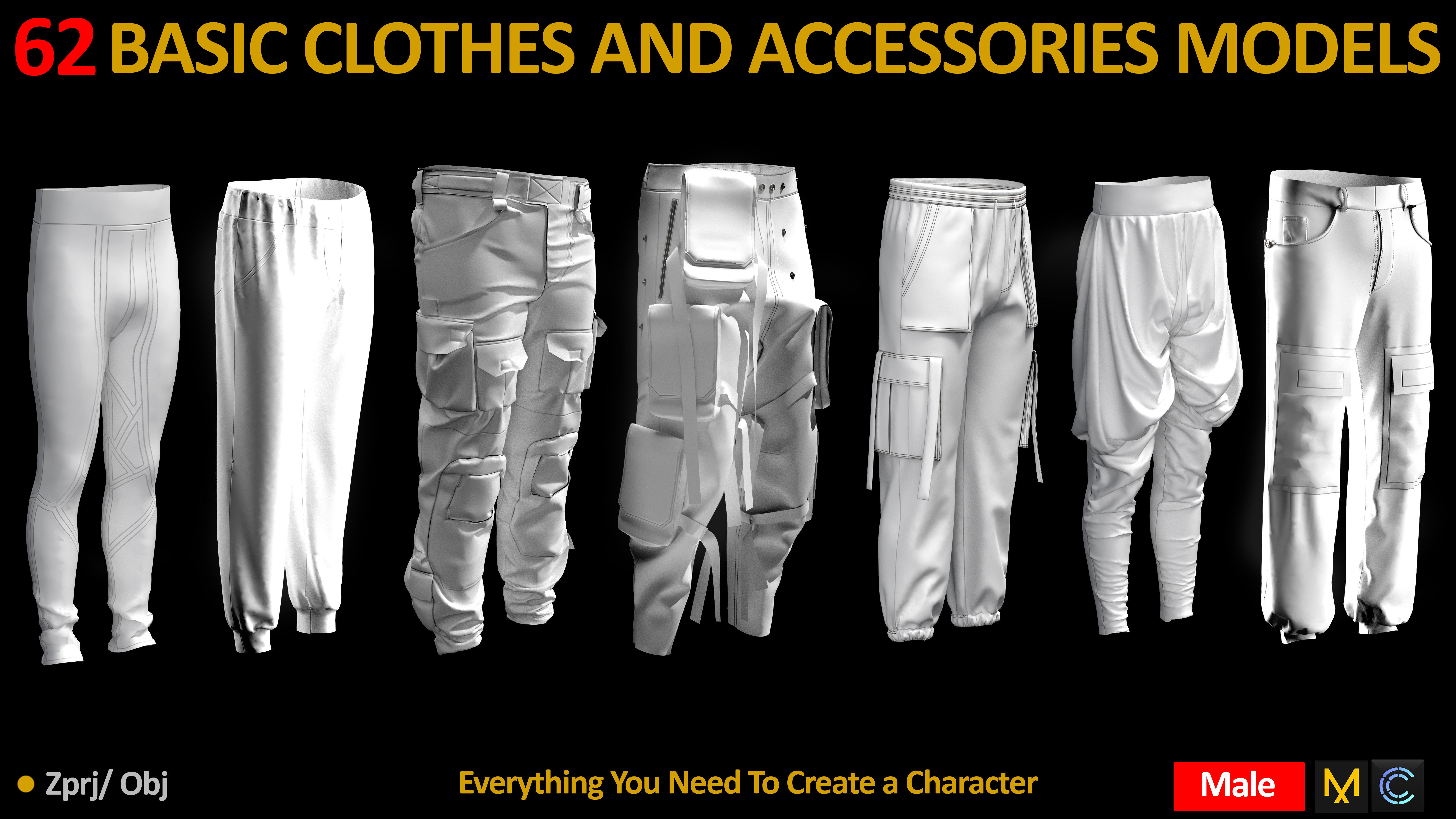 3D model 62 BASIC CLOTHES AND ACCESSORIES MODELS VR / AR / low-poly ...