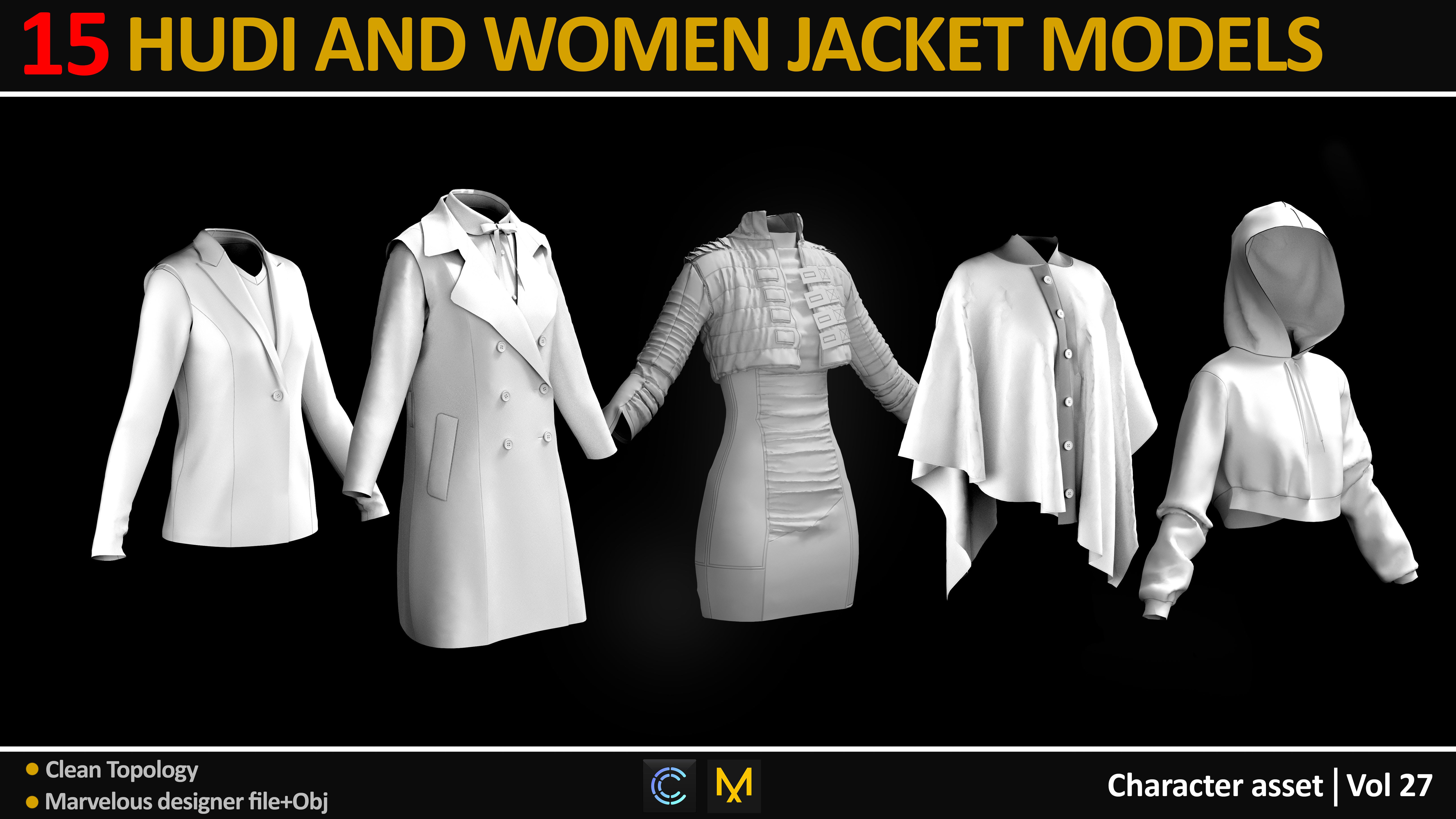 3D model 15 HUDI AND WOMEN JACKET MODELS VR / AR / low-poly | CGTrader