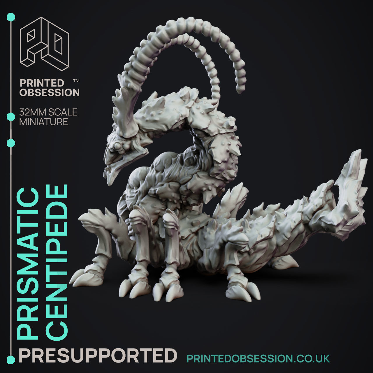 Prismatic Centipede - 3D Printable TTRPG - PRESUPPORTED - 32mm 3D model ...