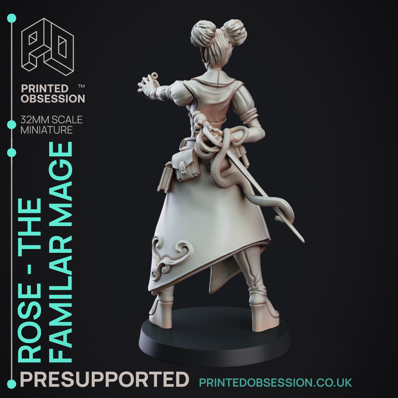 Rose Summoner - 3D Printable TTRPG - PRESUPPORTED - 32mm Scale 3D model ...