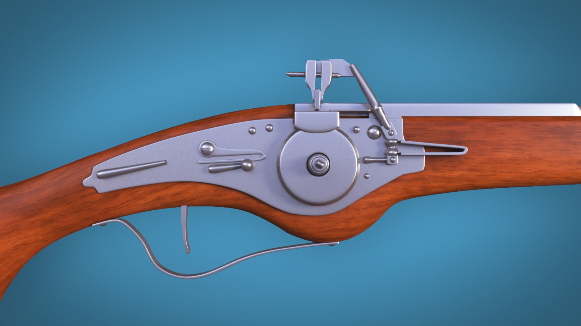 3D model WheelLock Pistol Firearm LowPoly 3D Model VR / AR / low-poly ...