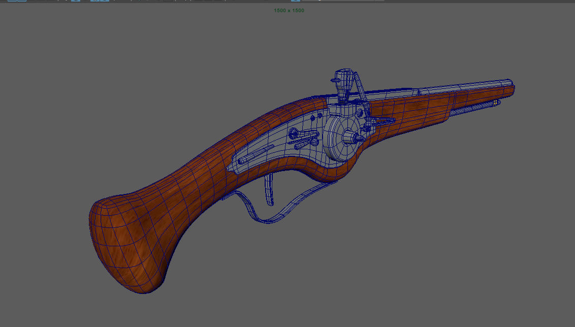 3D model WheelLock Pistol Firearm LowPoly 3D Model VR / AR / low-poly ...