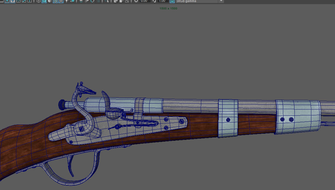3D model FlintLock Rifle LowPoly Firearm 3D Model VR / AR / low-poly ...