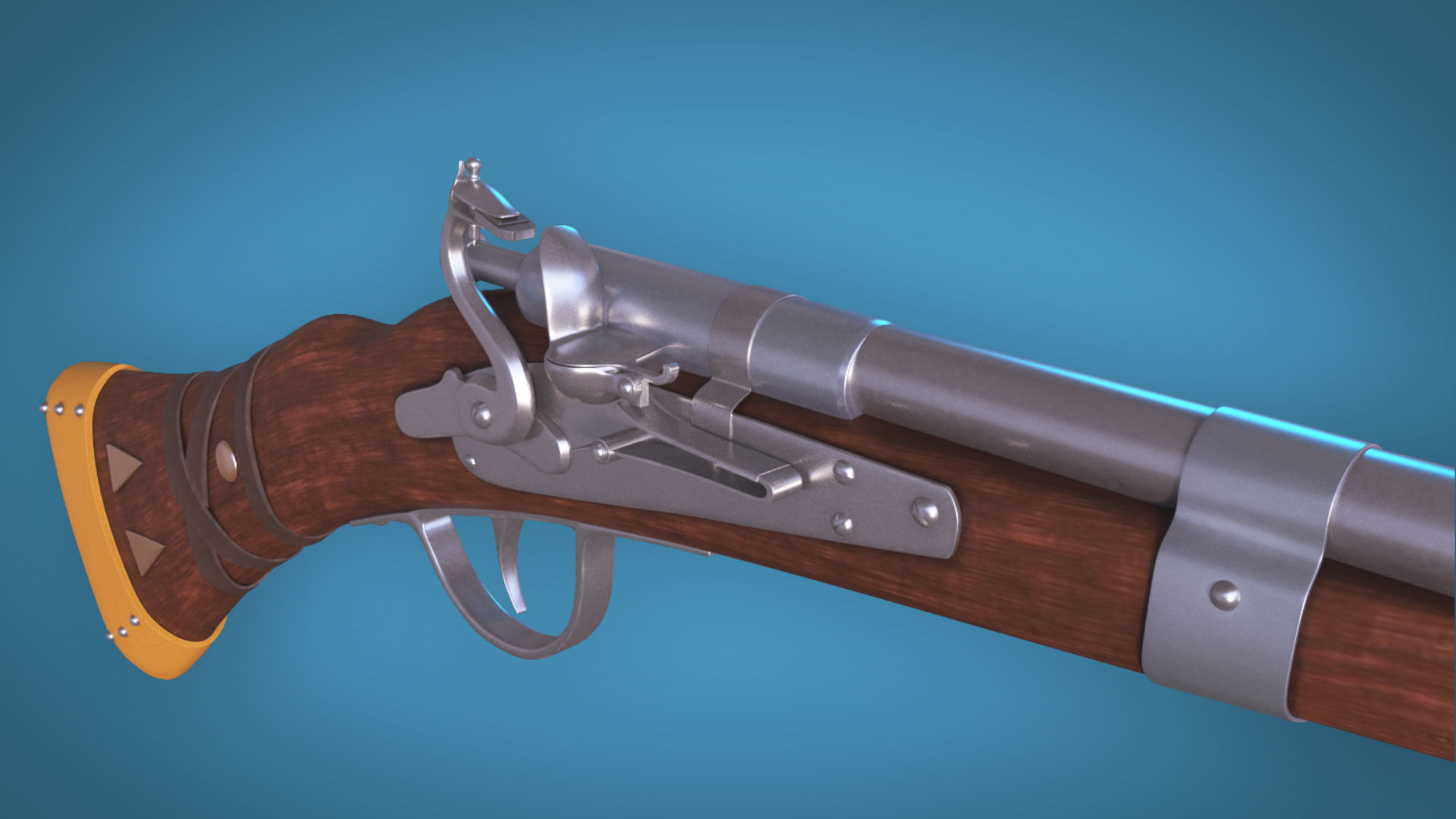 3D model FlintLock Rifle LowPoly Firearm 3D Model VR / AR / low-poly ...