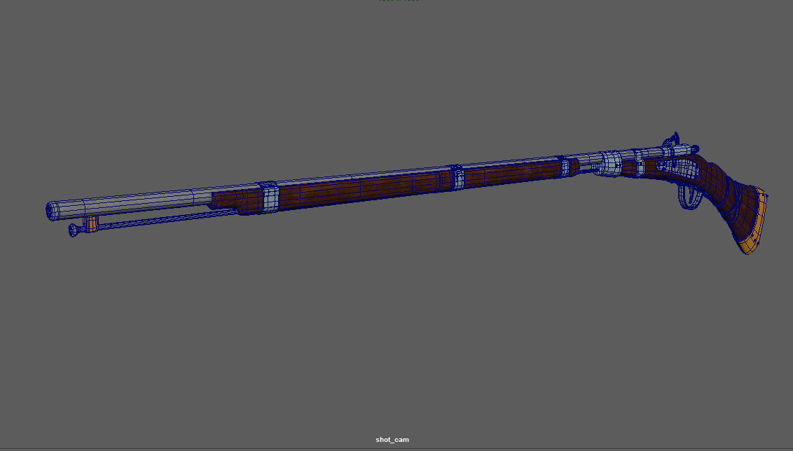 3D model FlintLock Rifle LowPoly Firearm 3D Model VR / AR / low-poly ...