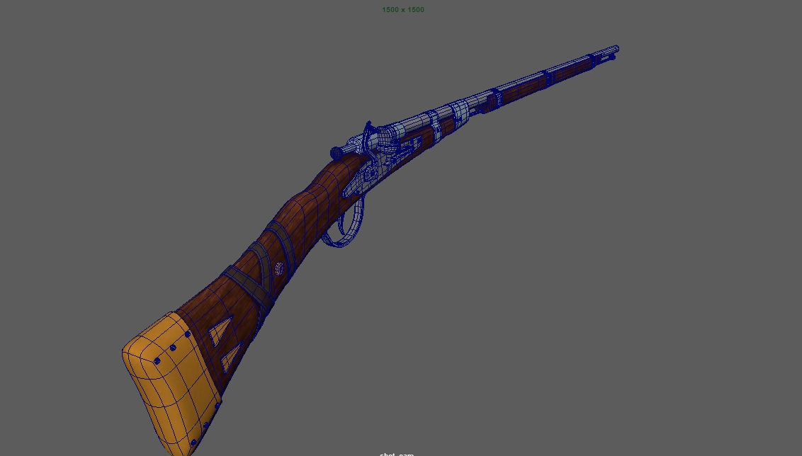 3D model FlintLock Rifle LowPoly Firearm 3D Model VR / AR / low-poly ...