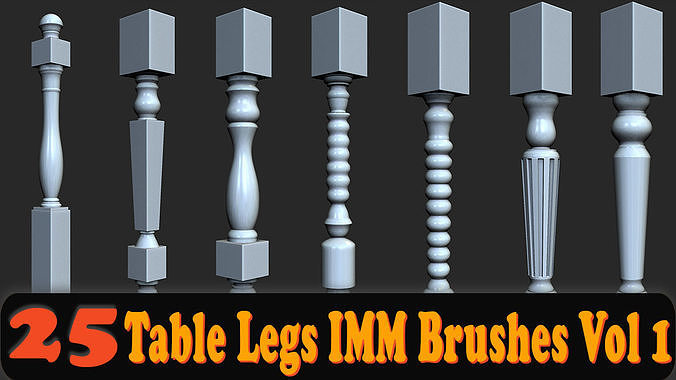 3D model 25 Table Legs IMM Brushes Vol 1 VR / AR / low-poly | CGTrader