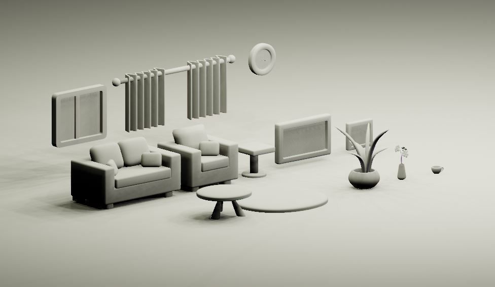 3D model Low Poly room assets and decorations VR / AR / low-poly | CGTrader