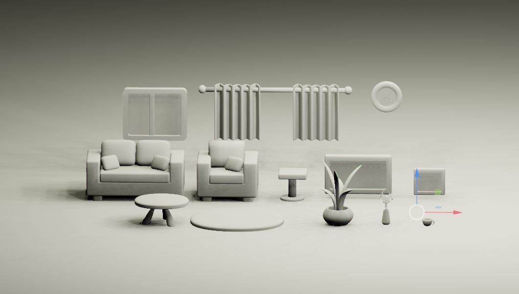 3D model Low Poly room assets and decorations VR / AR / low-poly | CGTrader