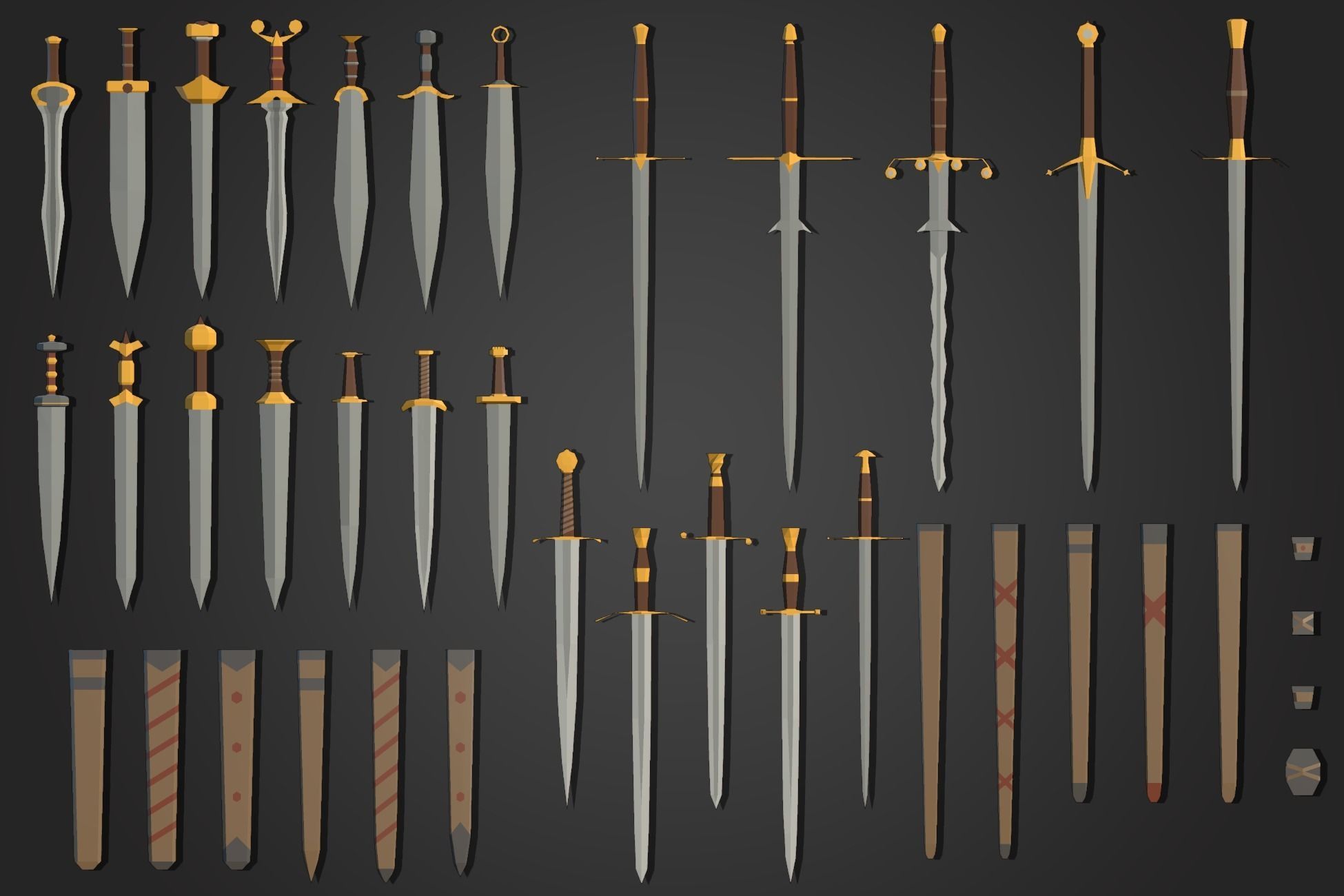 3D model Low Poly Sword Pack 1 VR / AR / low-poly | CGTrader
