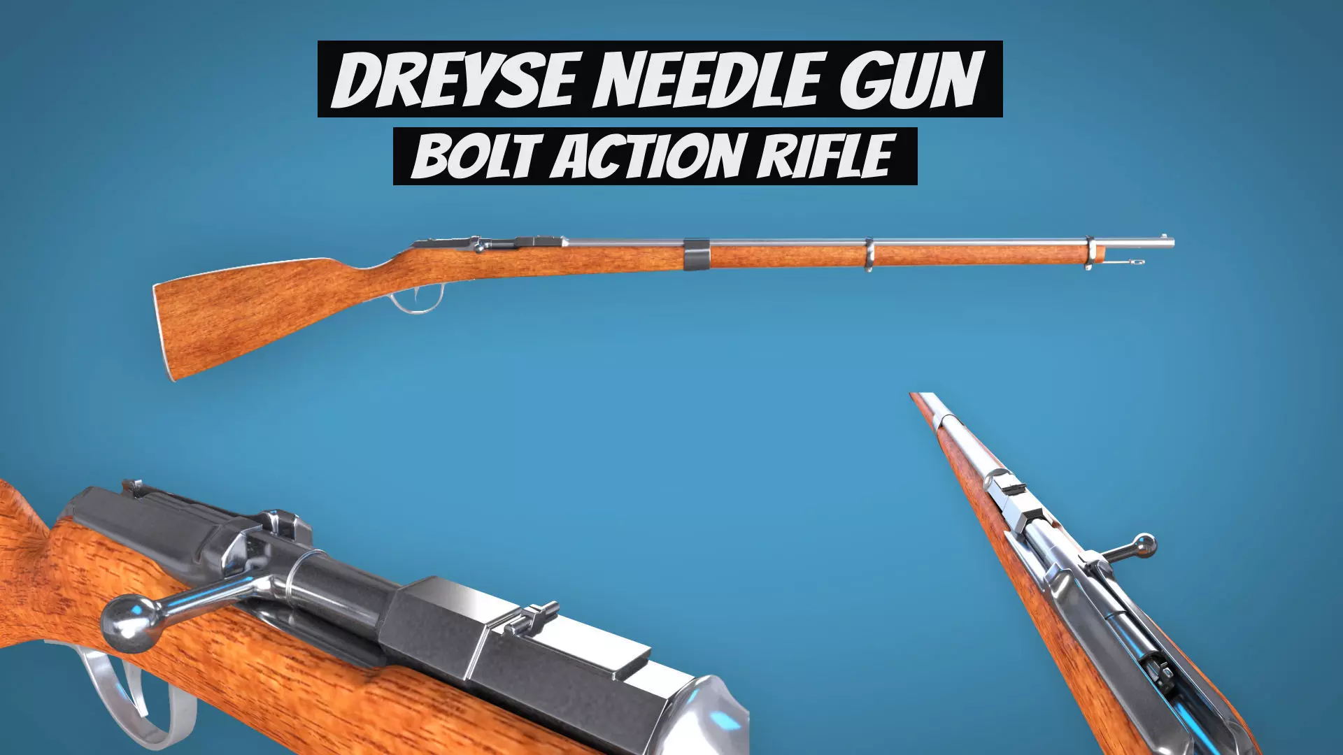 3D model Dreyse Needle Gun Bolt Action Rifle LowPoly Firearm 3D Model ...