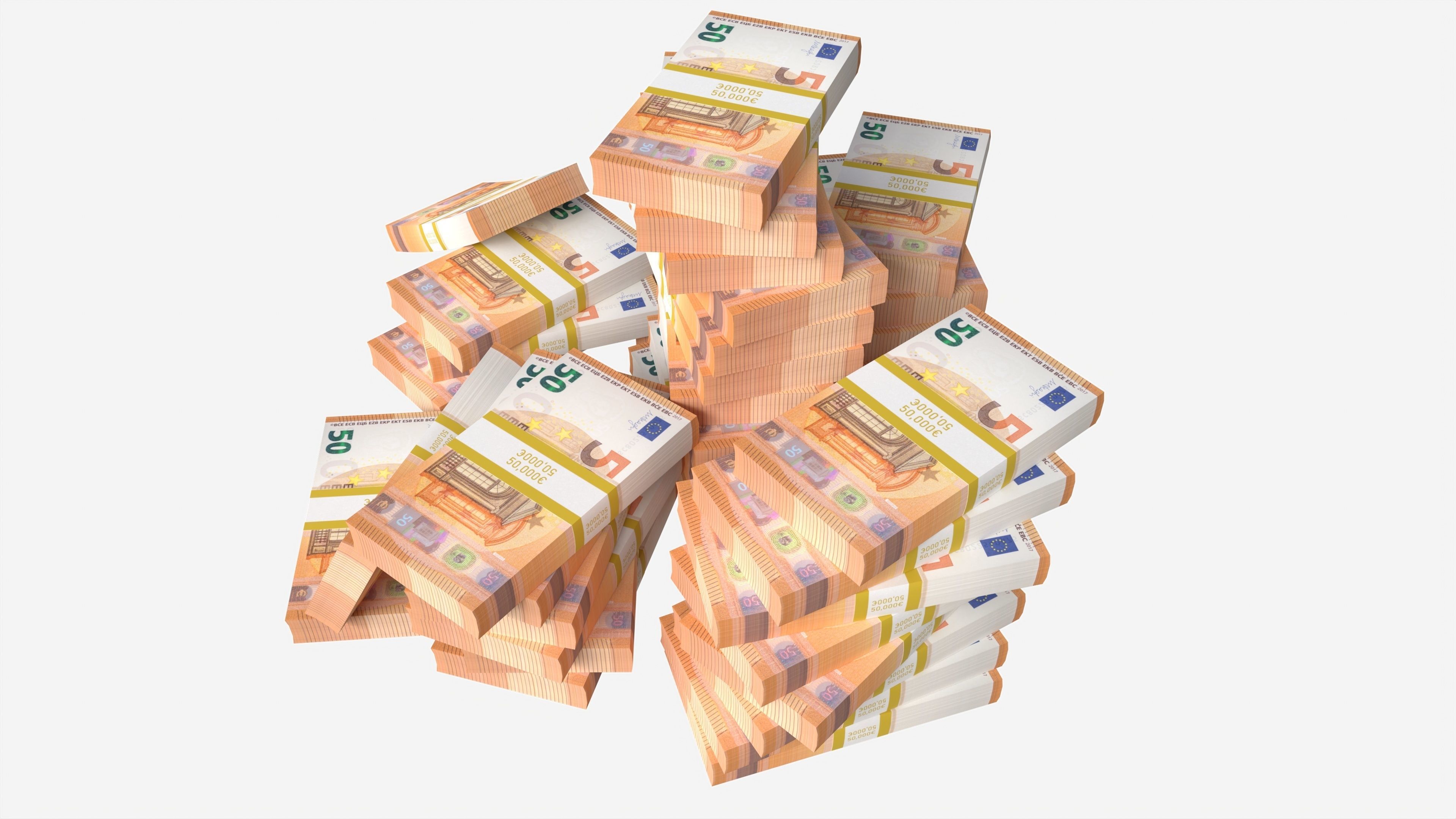 Euro banknote bundles large set 3D model | CGTrader
