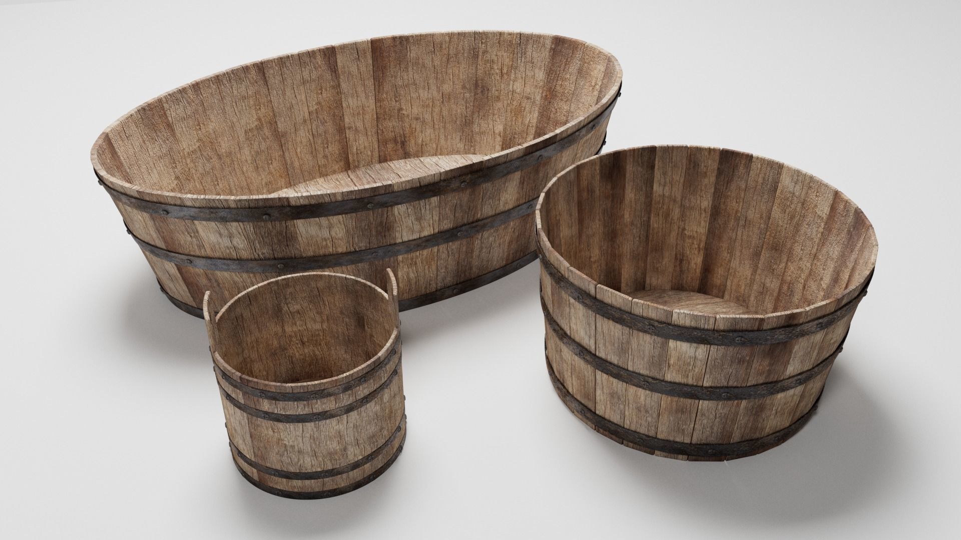Medieval Tub Set 3D model | CGTrader