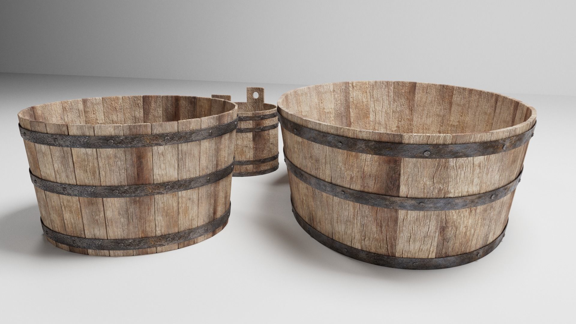 Medieval Tub Set 3D model | CGTrader
