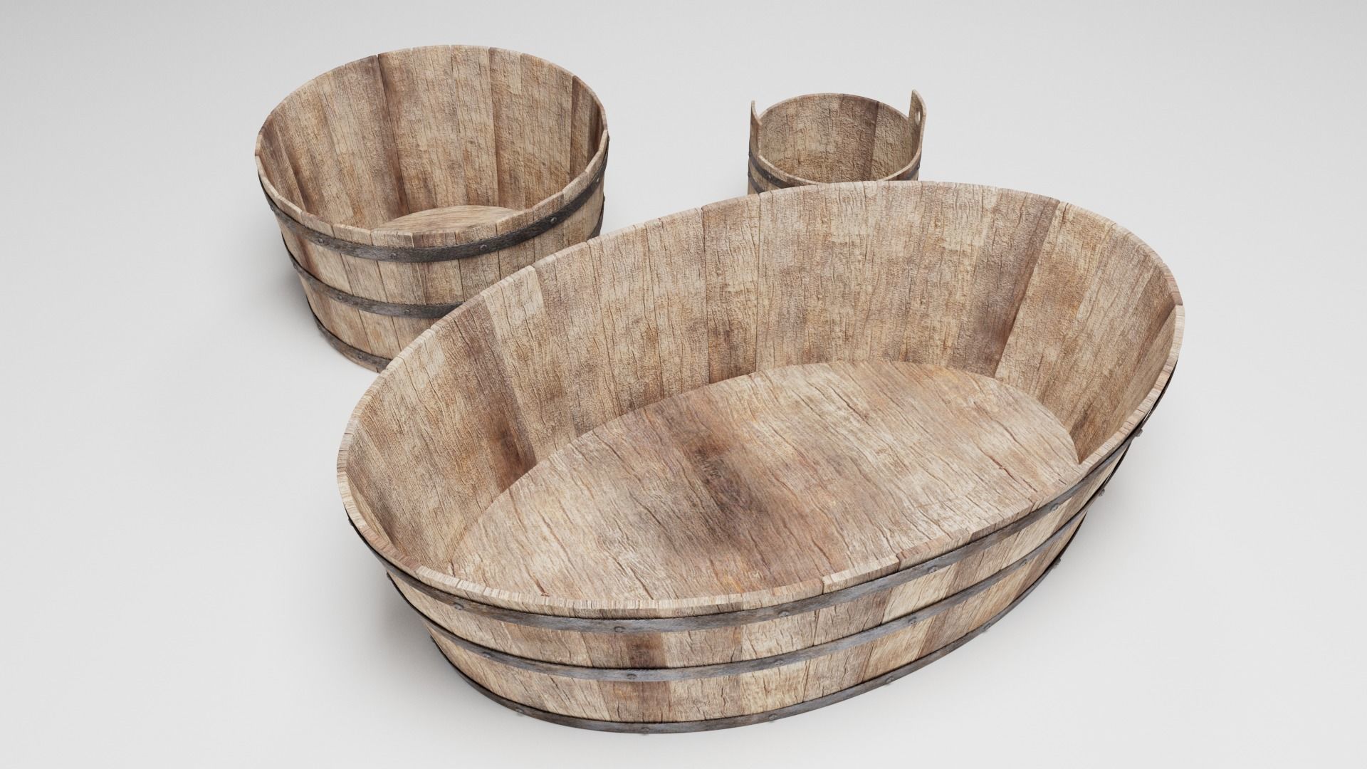 Medieval Tub Set 3D model | CGTrader