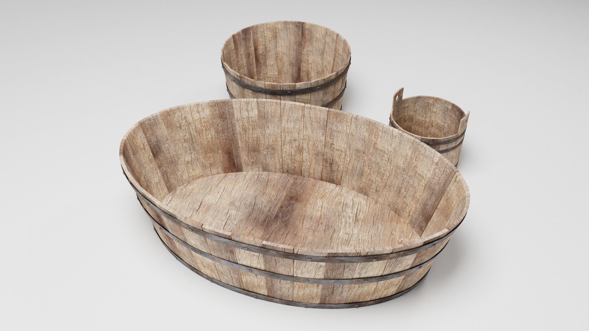 Medieval Tub Set 3D model | CGTrader