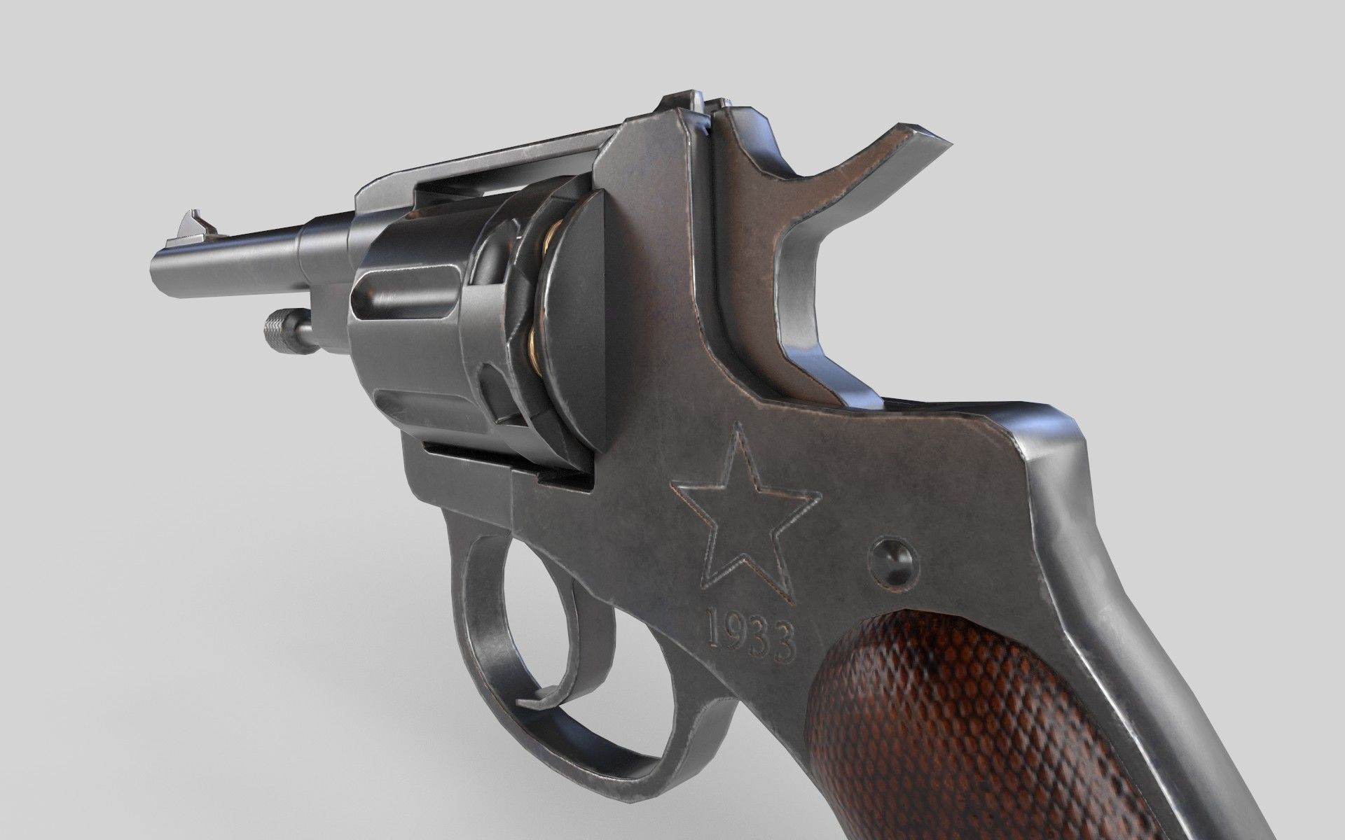 3D model Nagant M1895 Russian Gun - PBR - Low-poly 3D model VR / AR ...