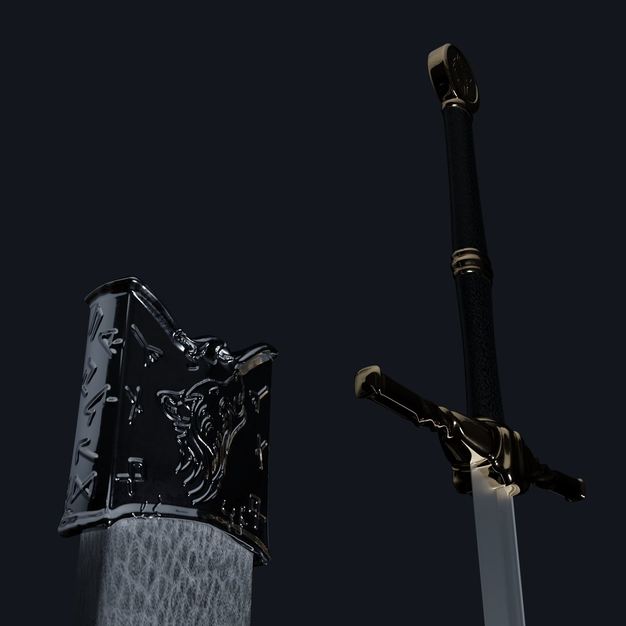 Bastard Sword with Sheath in the Witcher style 3D model | CGTrader